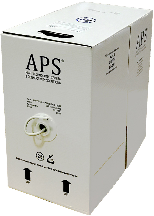 APS Cat6 U/UTP sisäkaapeli Dca, harmaa - FSM Oy